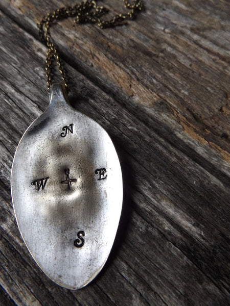 Vintage spoon compass letter stamped pendant – Spoon Savvy